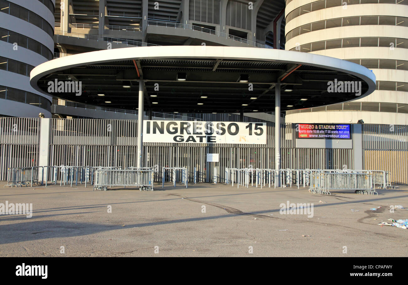 A San Siro Stadium gate during a football game in Milan, Italy Stock ...