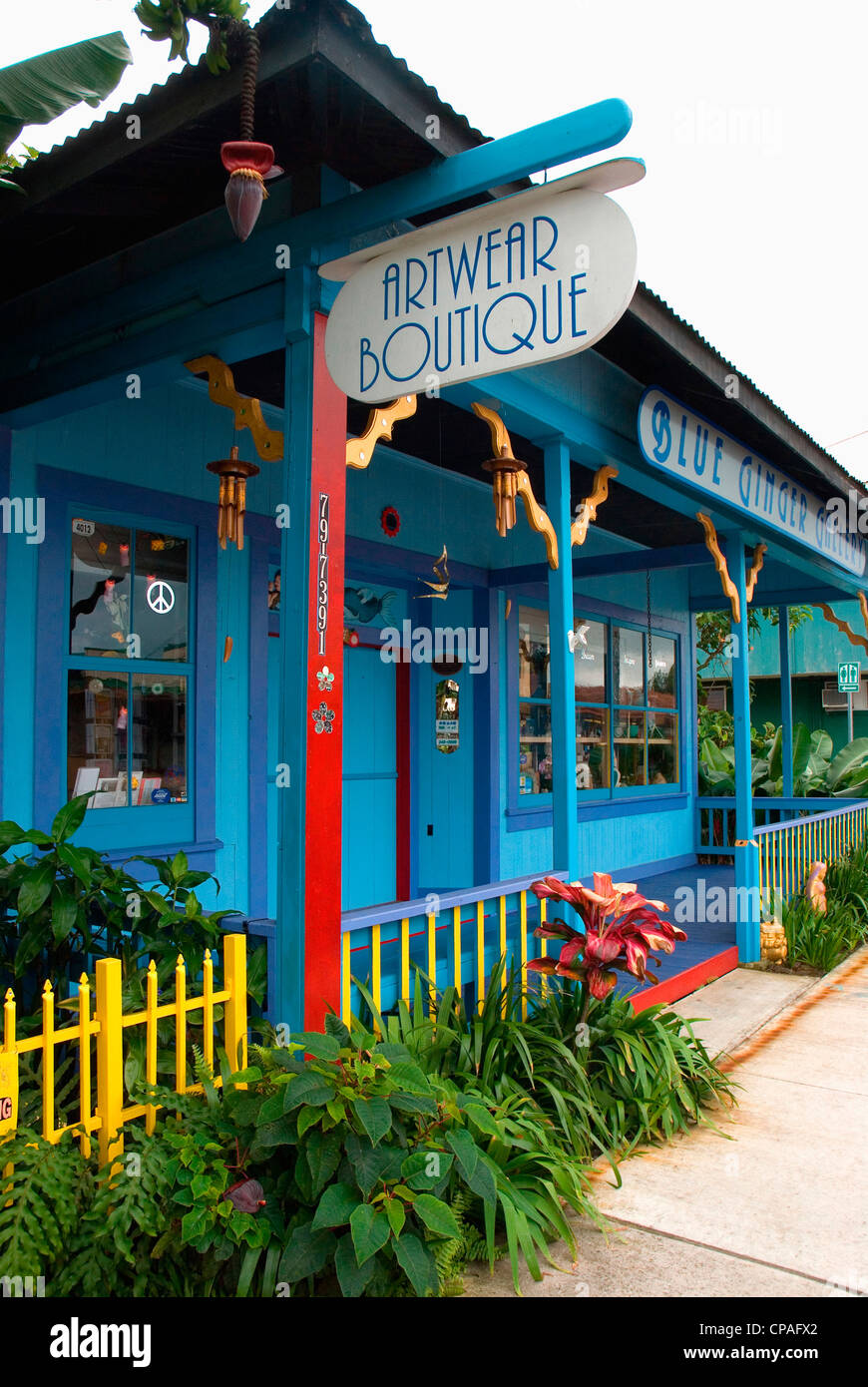 Hawaii, Big Island, South Kona, Kainaliu. Shops in Captain Cook Stock ...