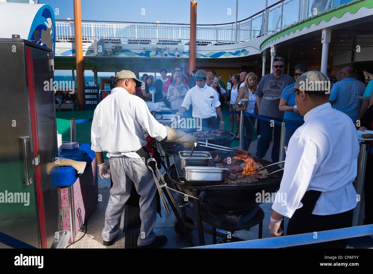 Norwegian Jade cruise ship - barbecue on deck Stock Photo - Alamy