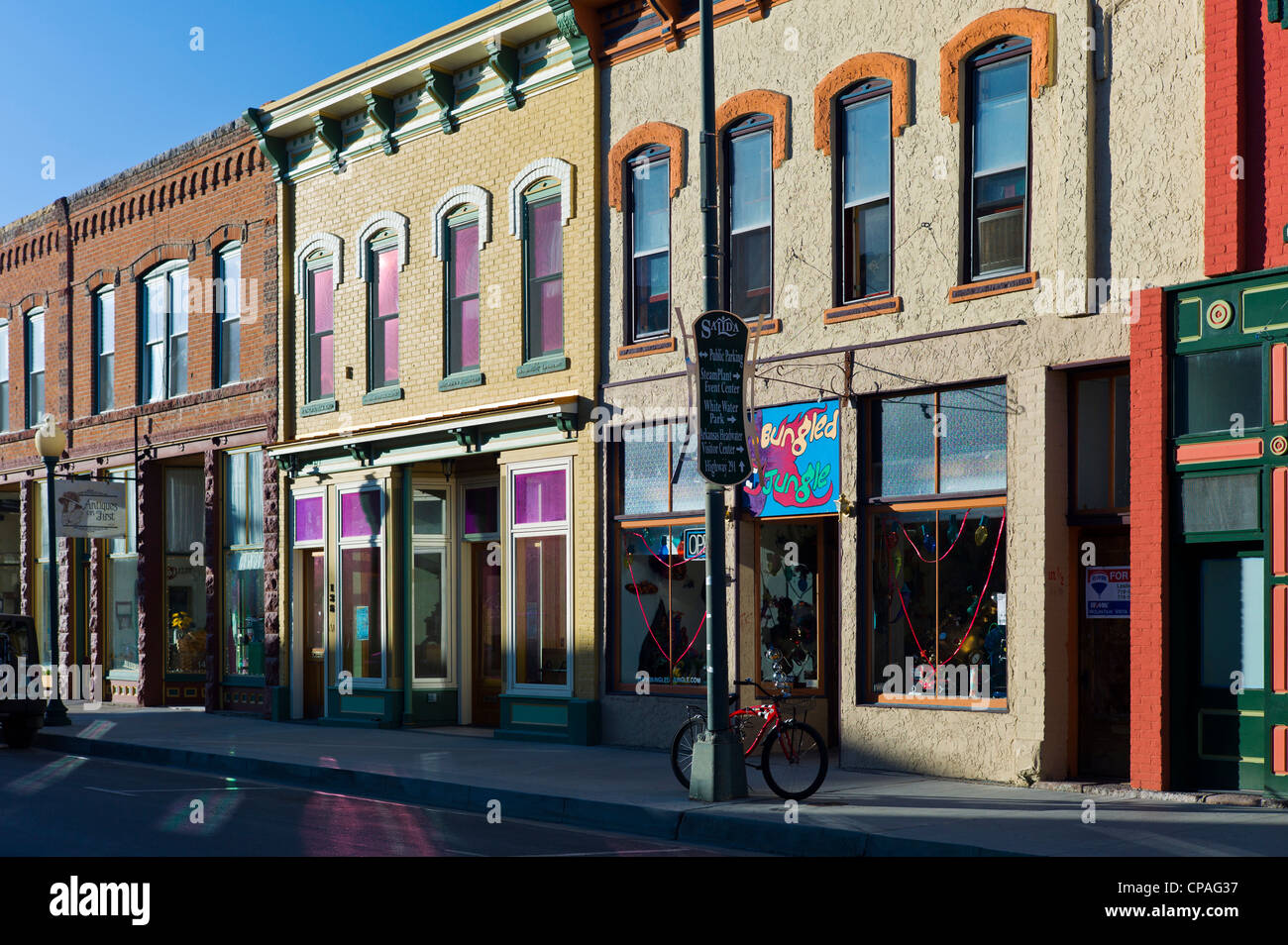 Historic downtown district, small mountain town of Salida, Colorado ...