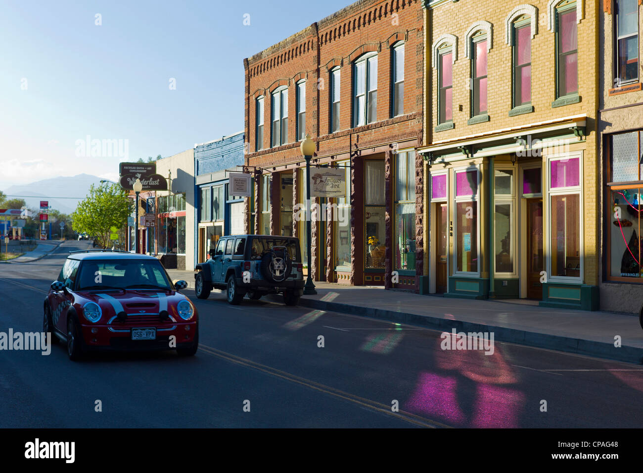 Historic downtown district, small mountain town of Salida, Colorado ...