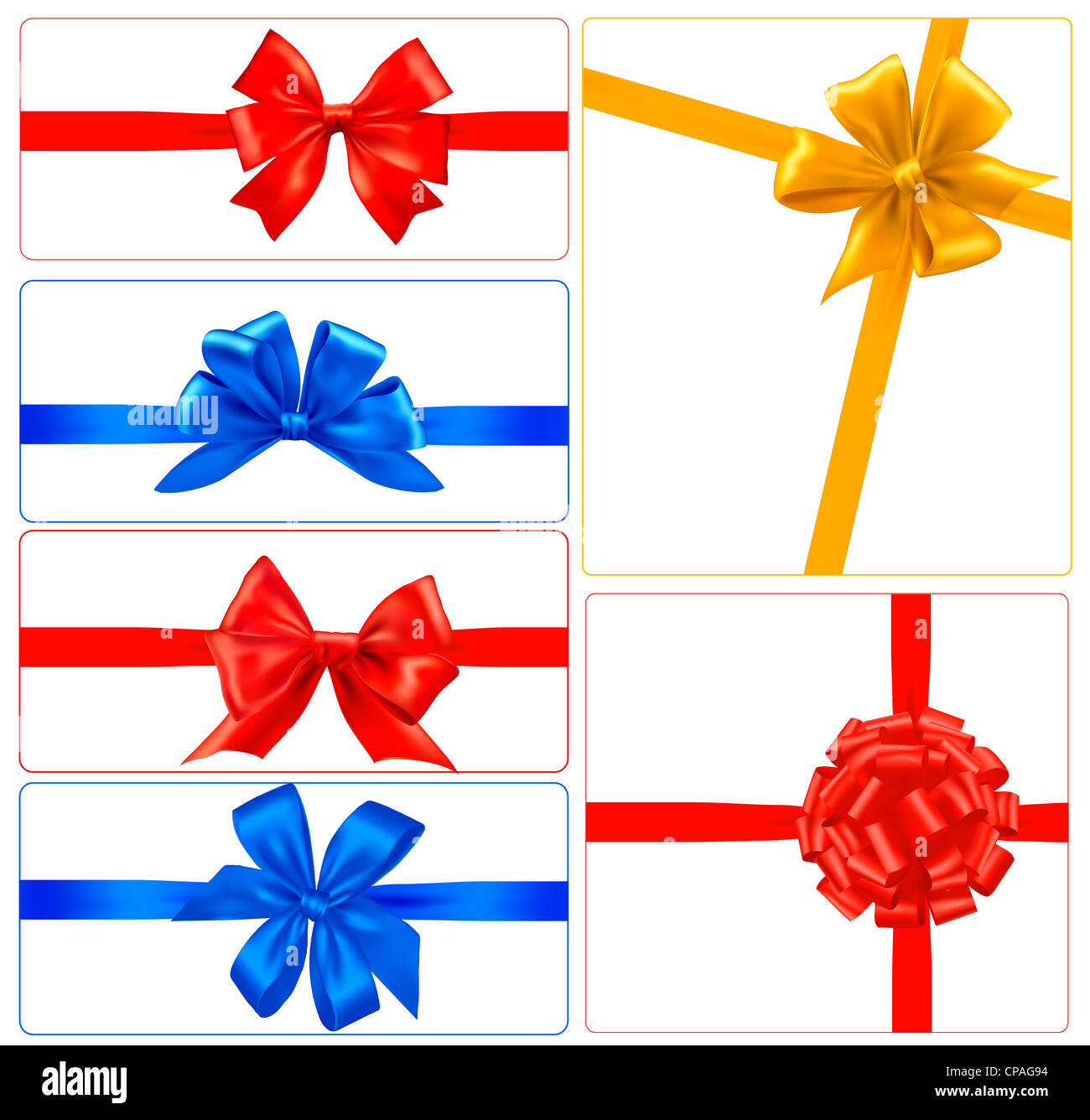 Big collection of colorful gift bows with ribbons. Vector Stock Photo ...