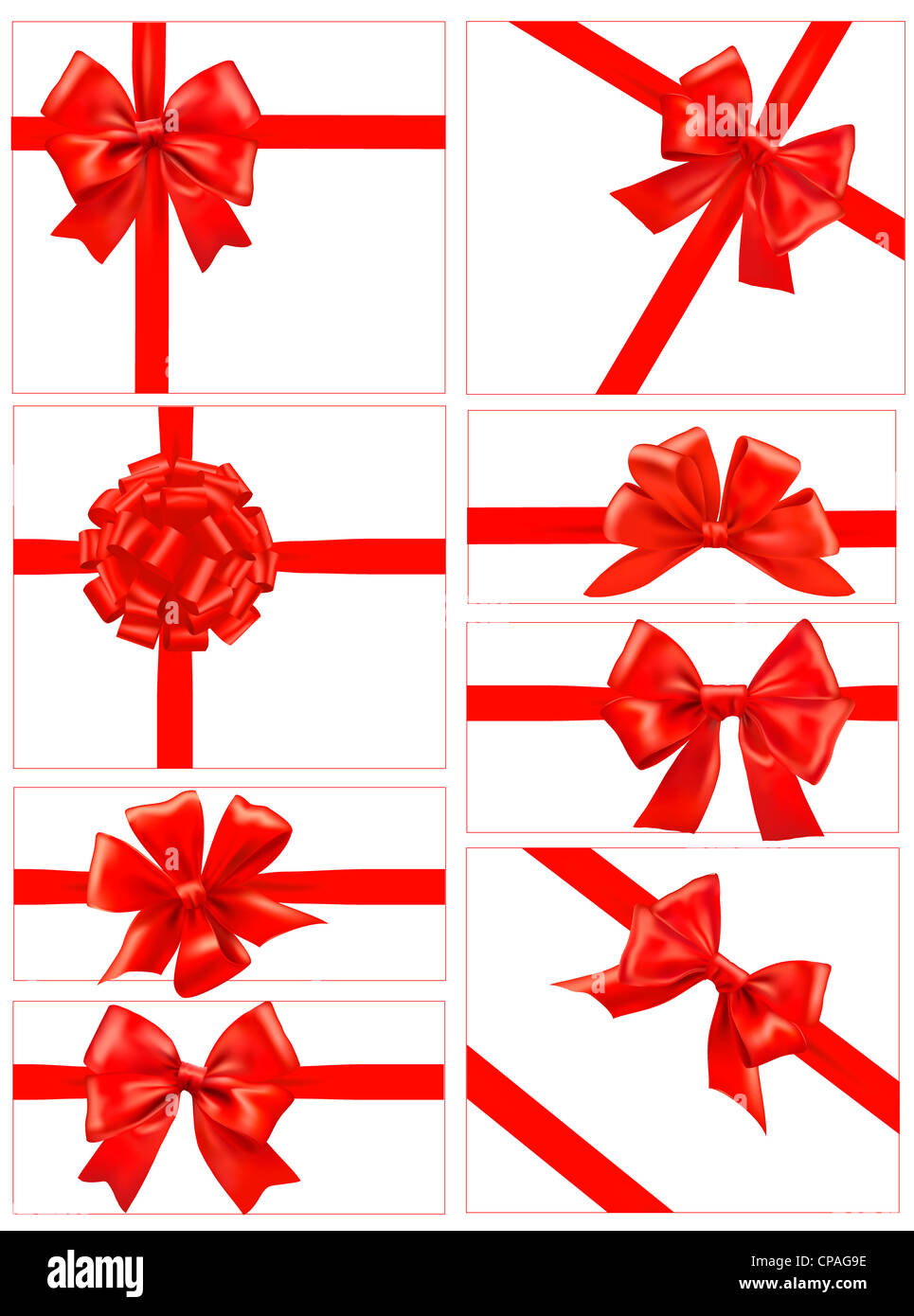 Big collection of colorful gift bows with ribbons. Vector Stock Photo ...