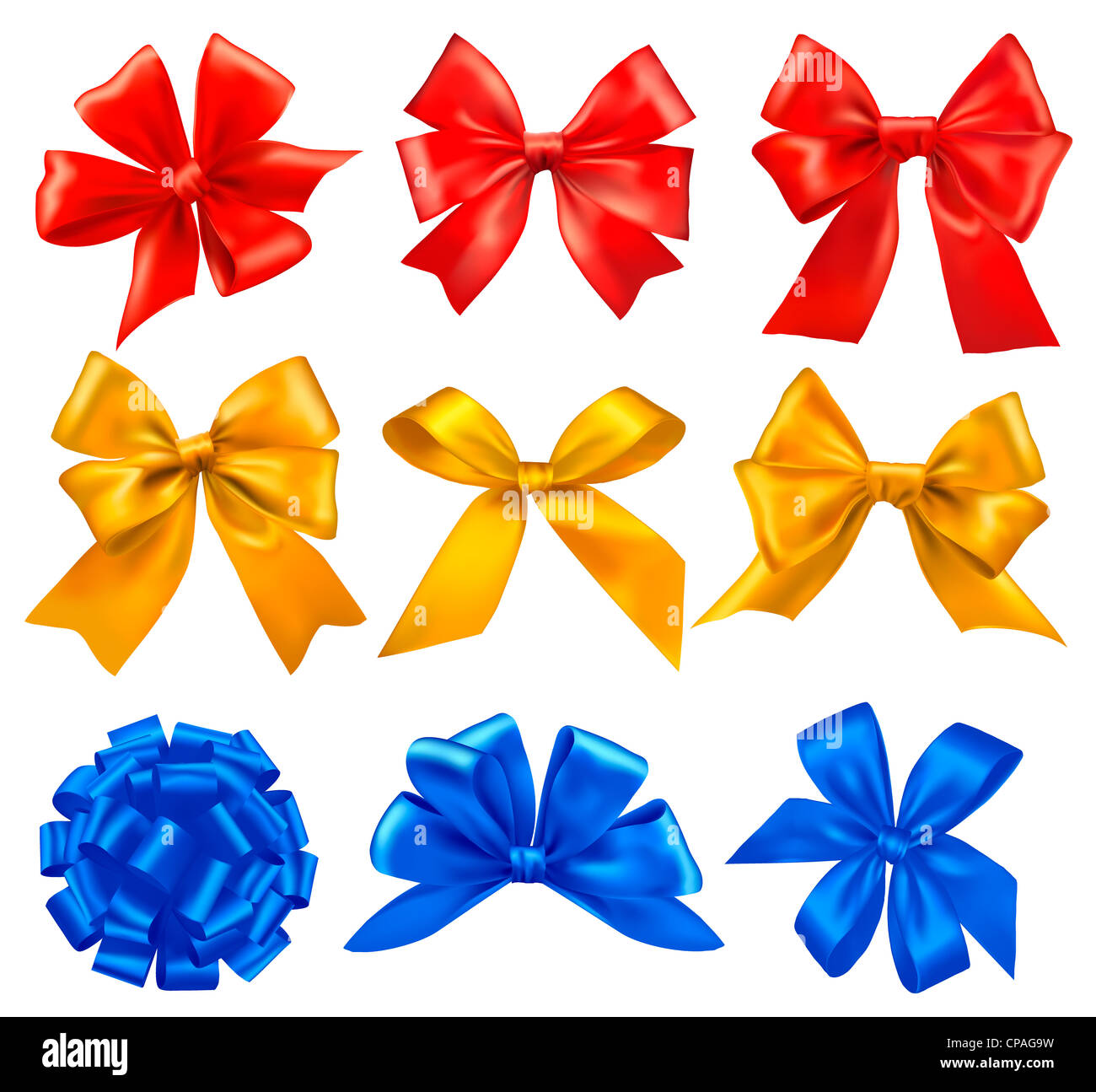 Big collection of colorful gift bows with ribbons. Vector Stock Photo ...