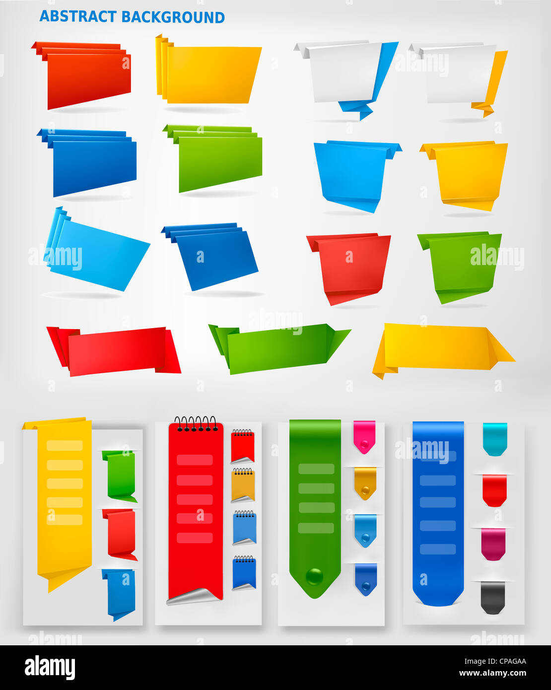Huge set of colorful origami paper banners. Vector illustration Stock ...