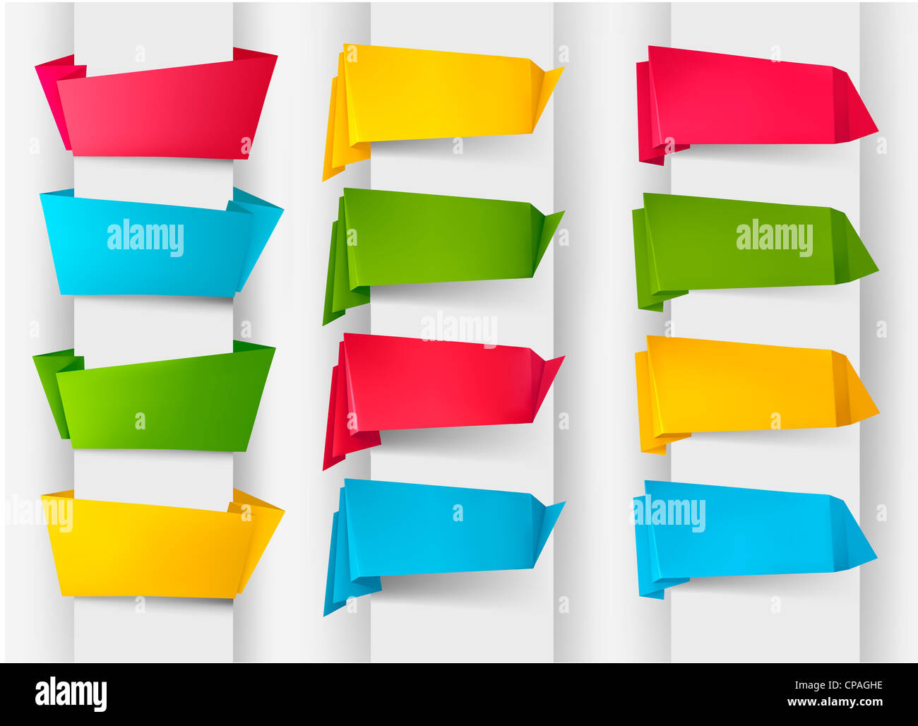 Huge set of colorful origami paper banners. Vector illustration Stock ...