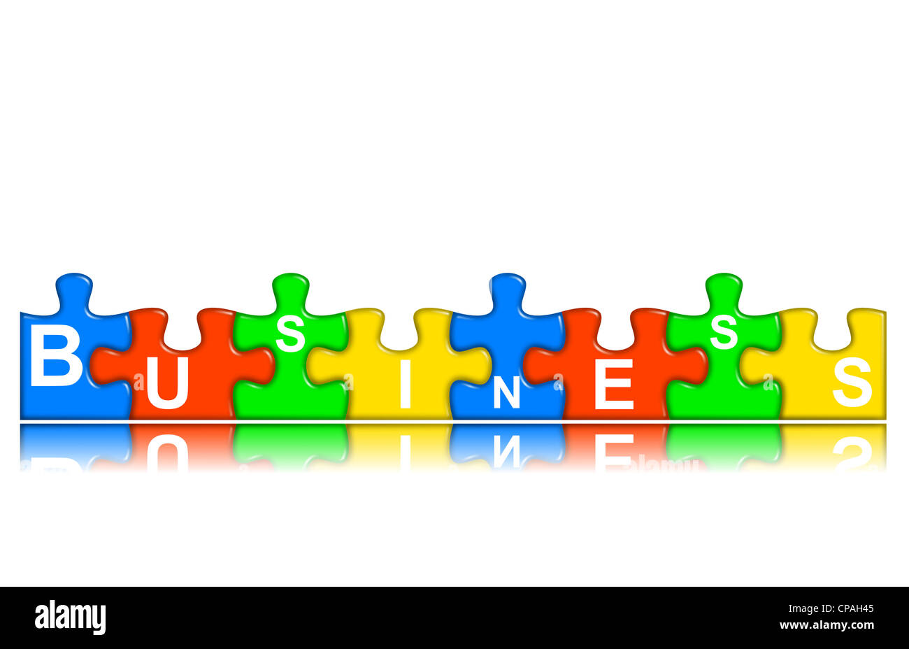 multi-color puzzle pieces combined with reflection representing ...