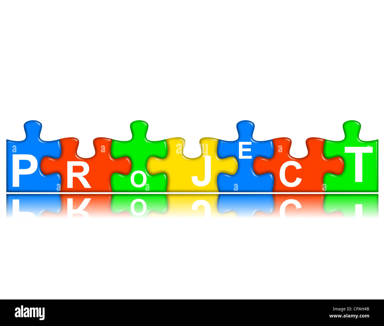 multi-color puzzle pieces combined with reflection representing project ...