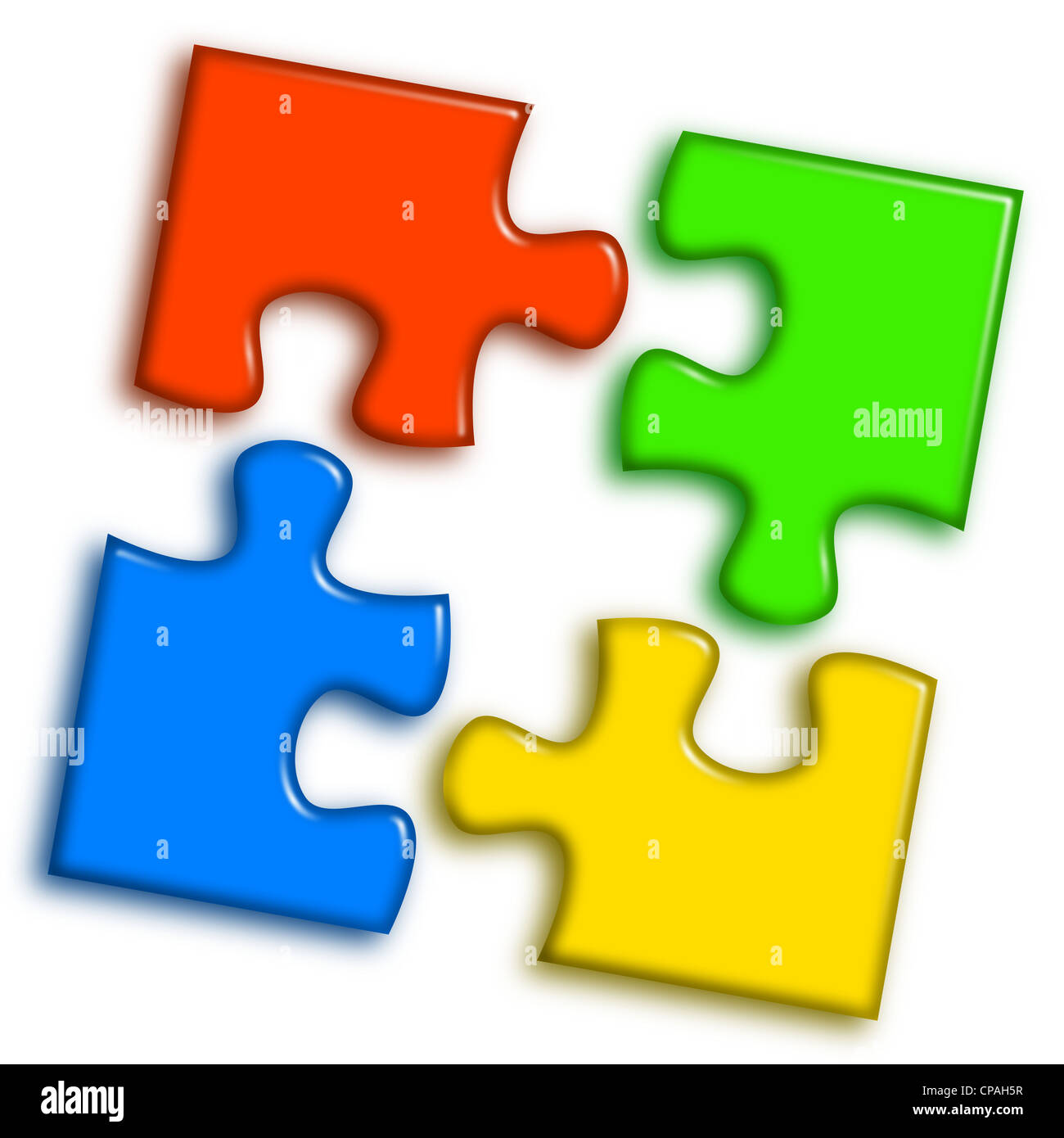 Combined multi-color puzzle representing cooperation and team work ...
