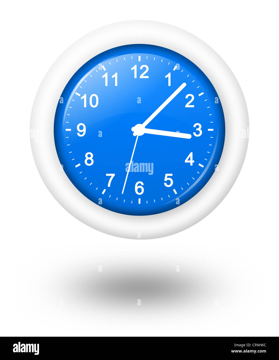 Illustration of Analog Blue Clock with shadow isolated Stock Photo - Alamy