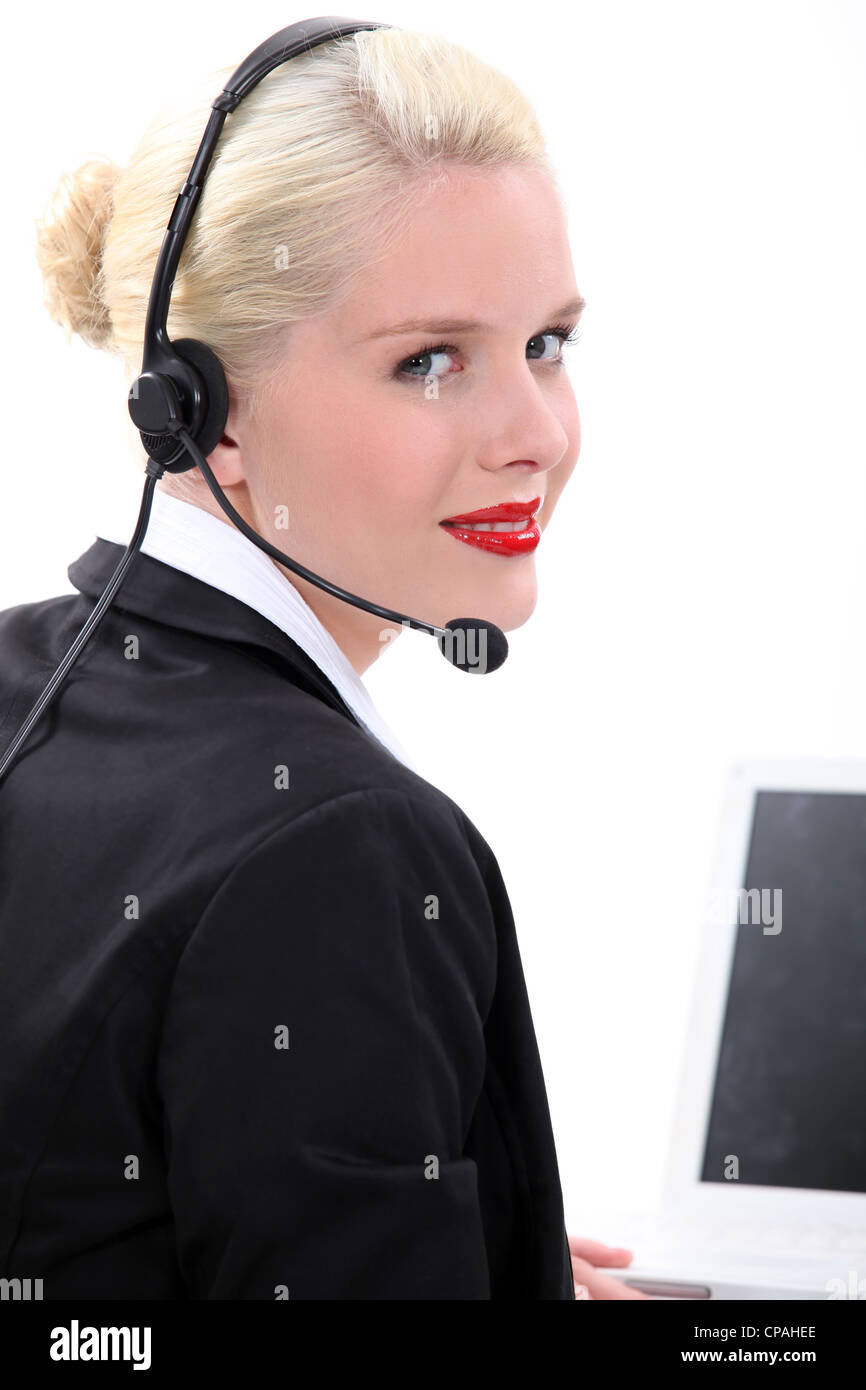 Blond administrative worker Stock Photo - Alamy