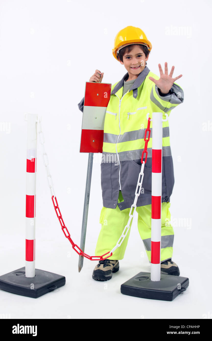 portrait of a little boy in construction clothes Stock Photo - Alamy