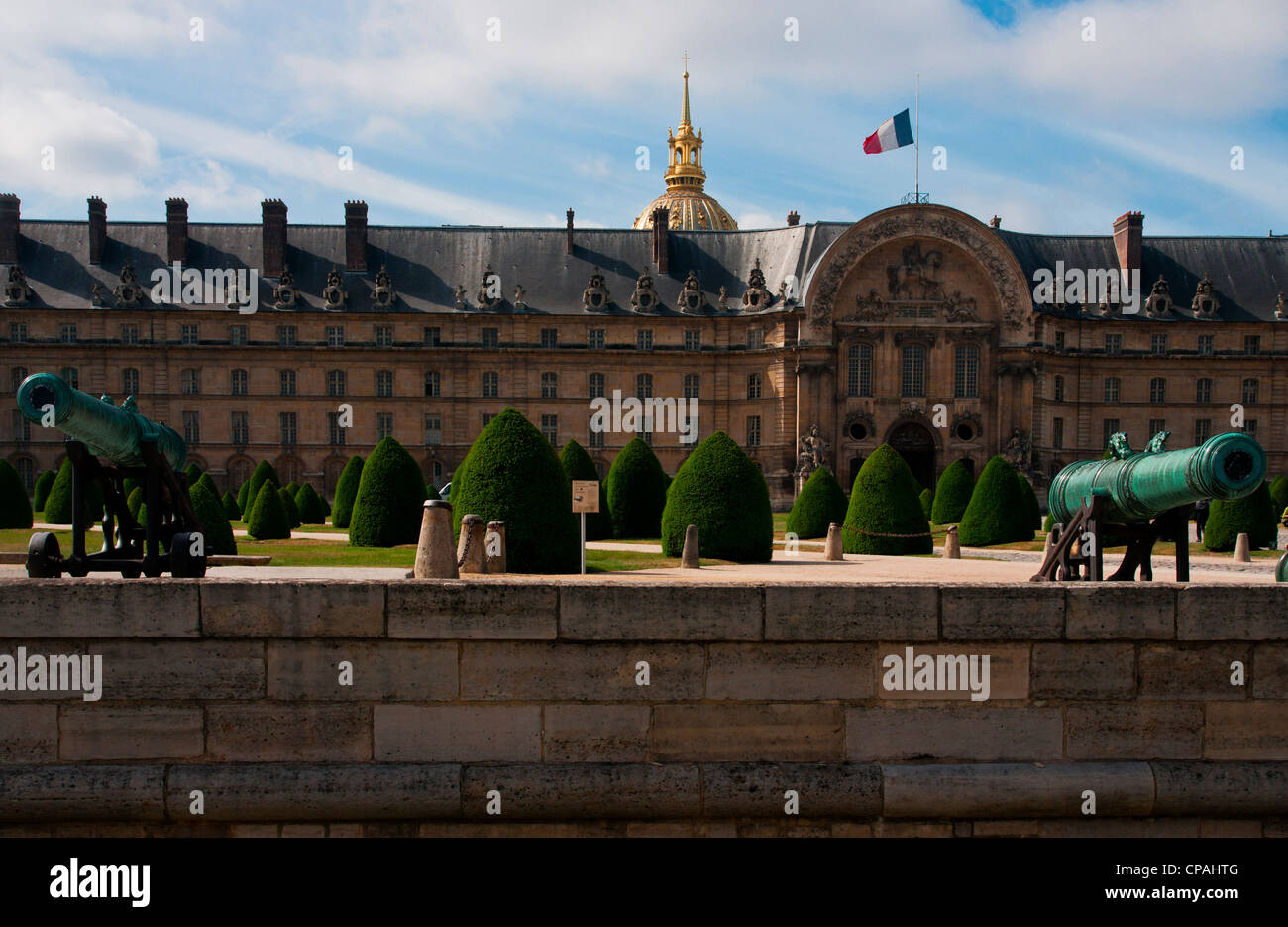 Paris, France. Old cannons outside les Invalides, a complex containing ...