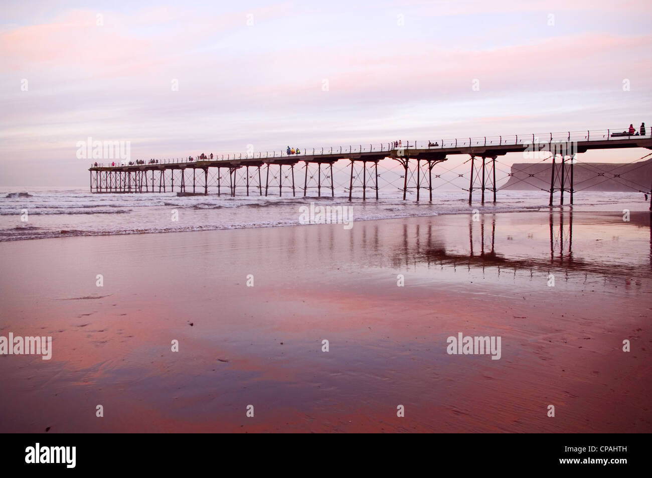 Winter dusk, Saltburn Pier and Huntcliff, Saltburn by the Sea ...