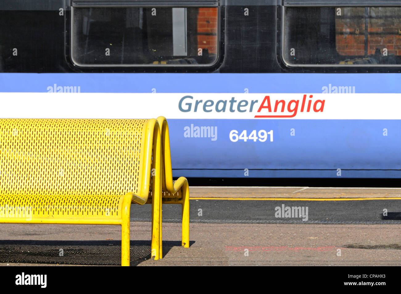 Train carriage Greater Anglia logo replacing the franchise previously ...