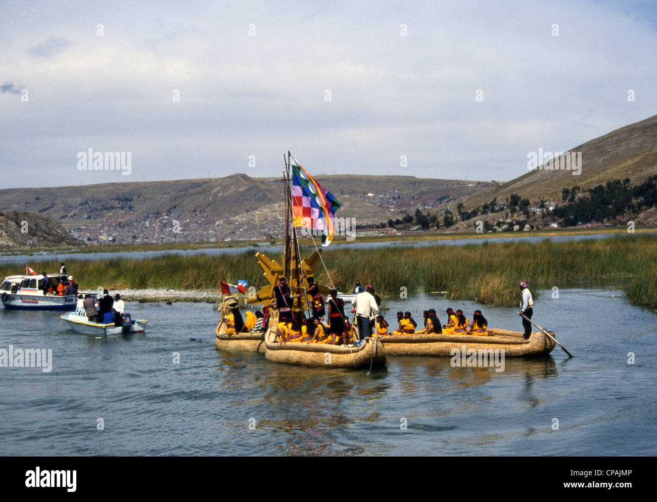 Peru, floating islands, Titicaca lake Stock Photo - Alamy