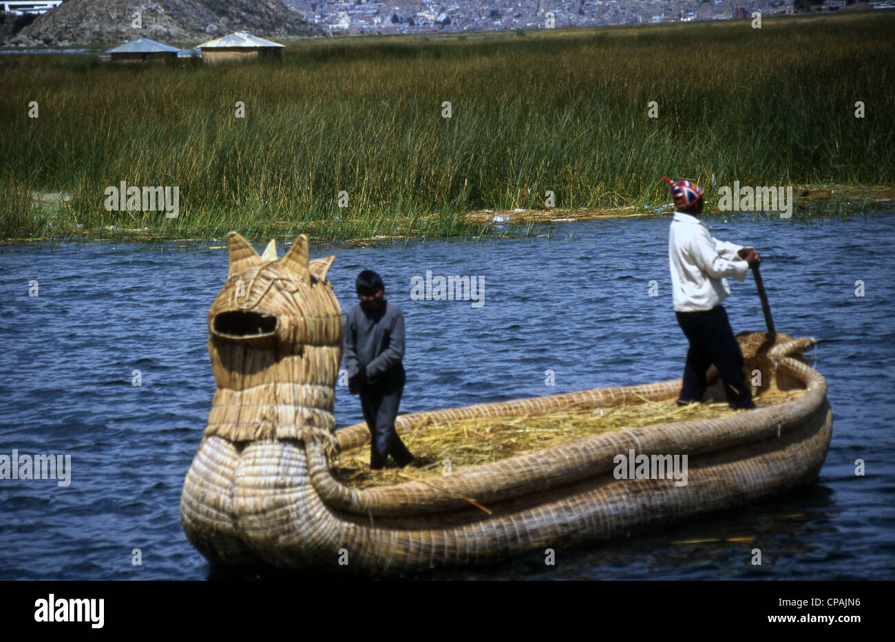Peru, floating islands, Titicaca lake Stock Photo - Alamy