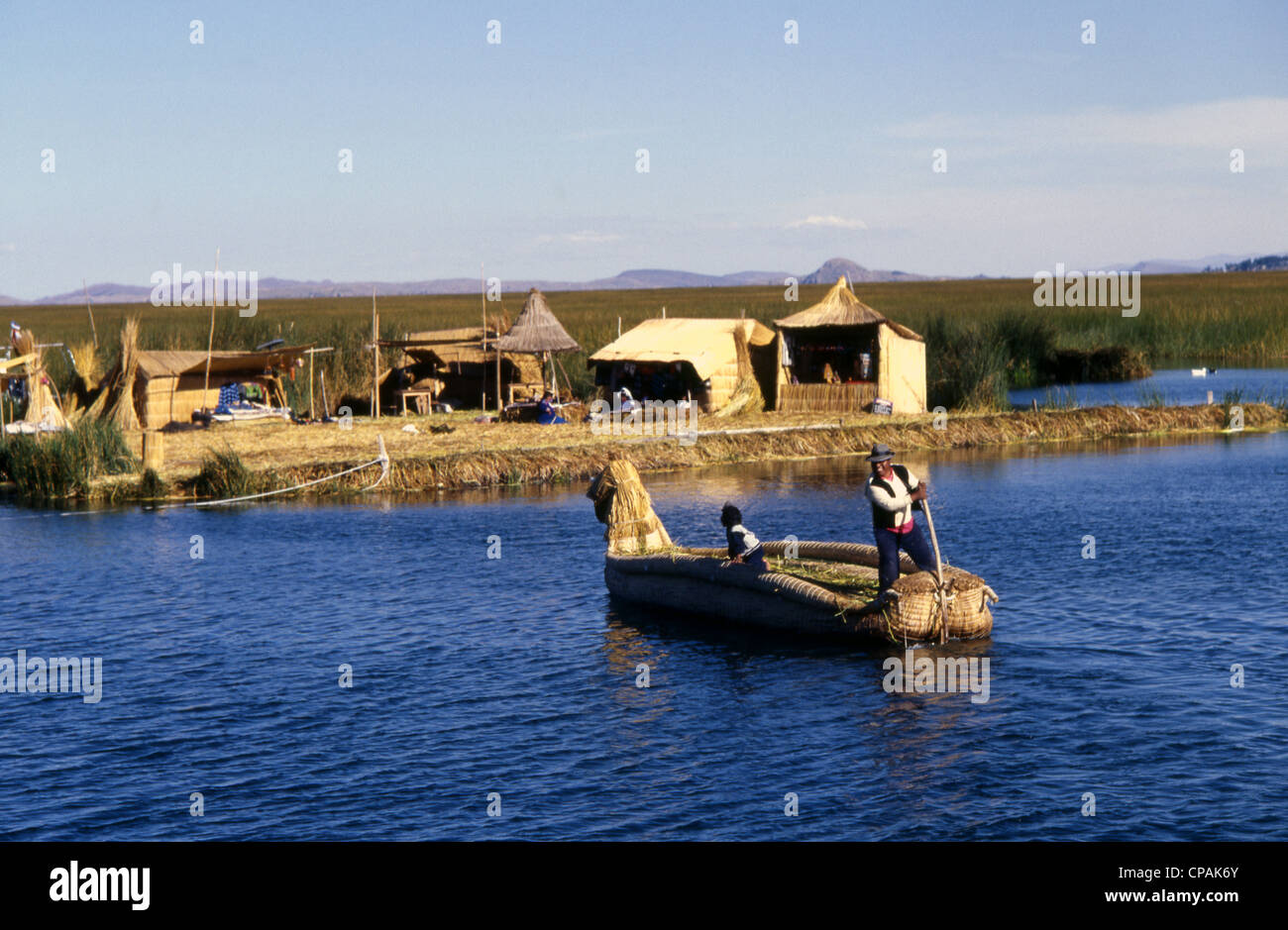 Peru, floating islands, Titicaca lake Stock Photo - Alamy