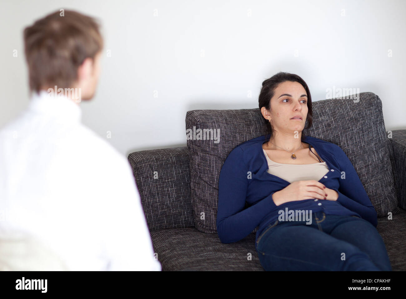 Woman at psychoanalysis Stock Photo - Alamy