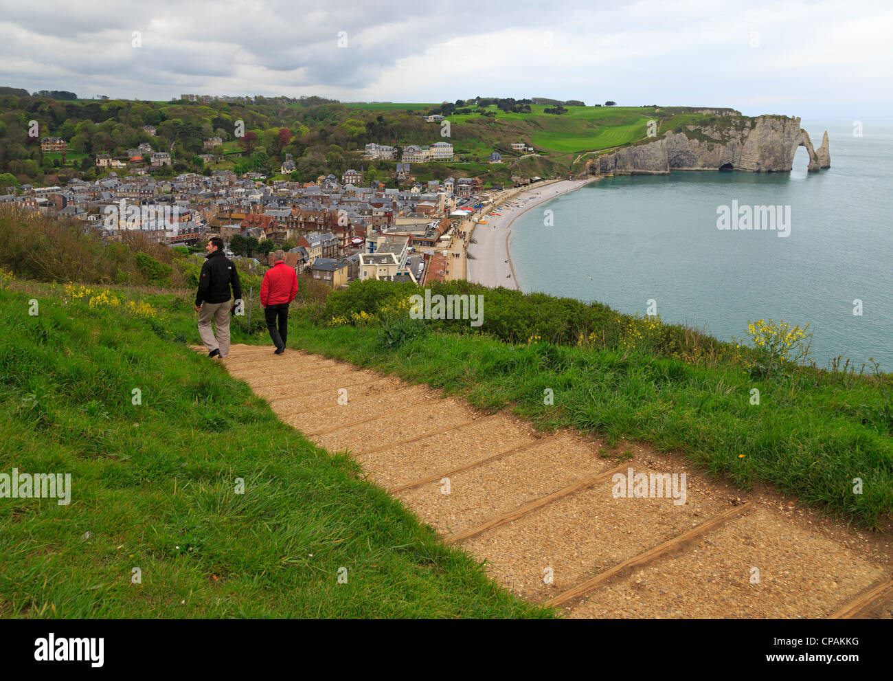 Etretat village, beach and cliffs, Normandy, France Stock Photo - Alamy