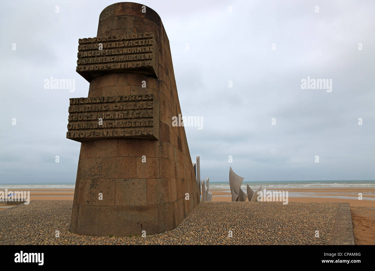 Omaha Beach, site of the American D-Day invasion, France. Monument ...