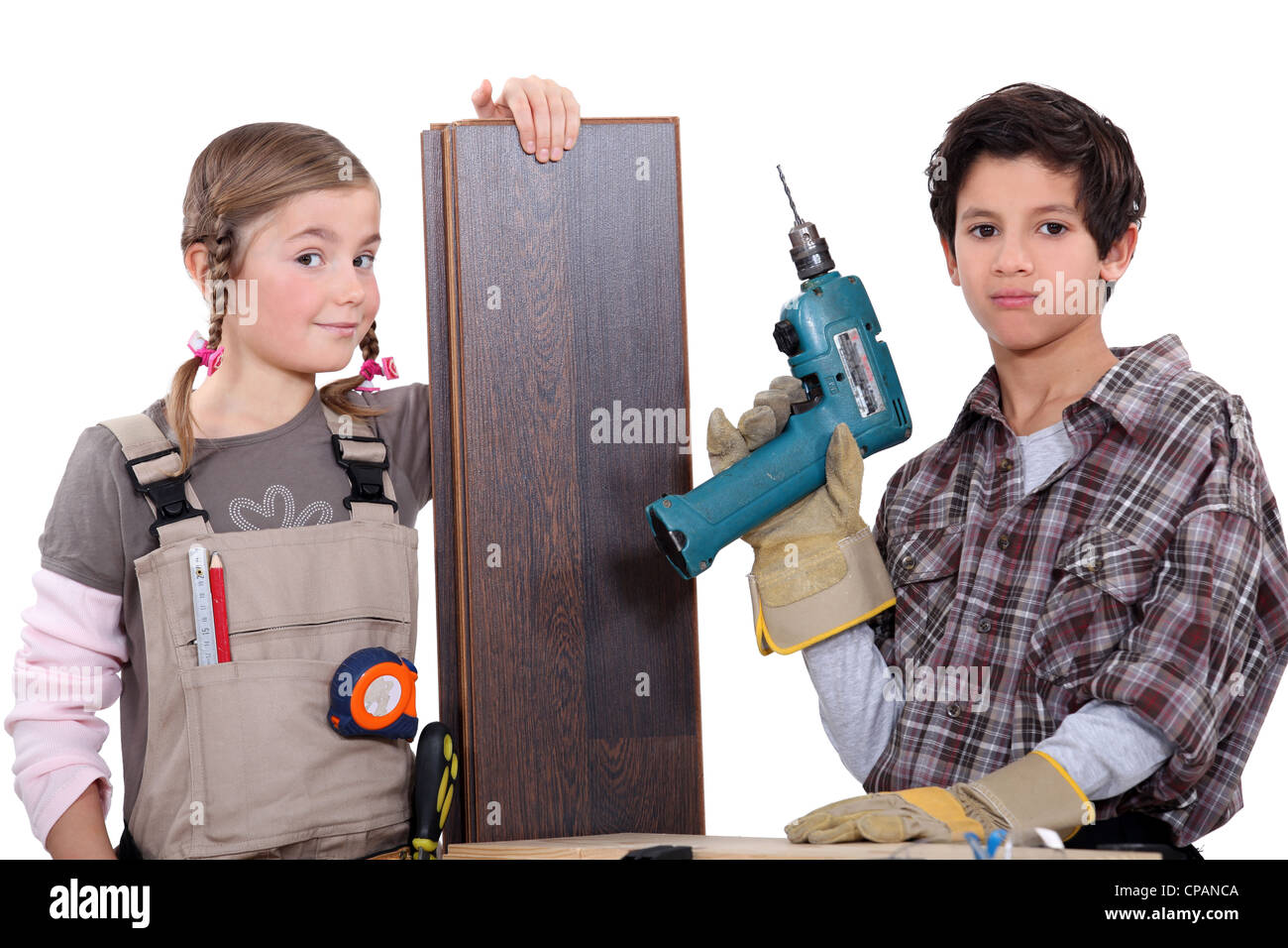 children dressed as carpenters Stock Photo - Alamy