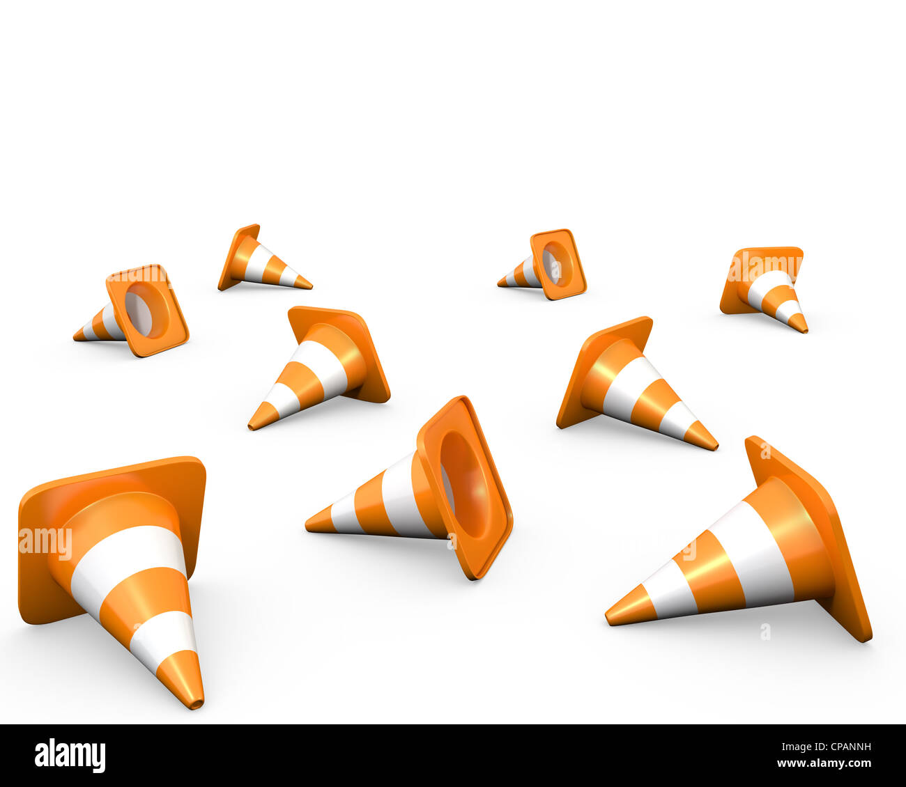 Large group of traffic cones, isolated on white Stock Photo - Alamy