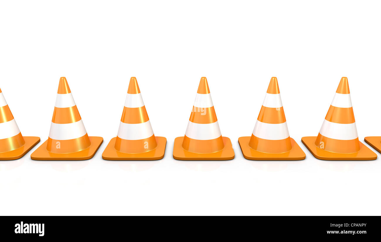 Line of traffic cones, isolated on white background Stock Photo - Alamy