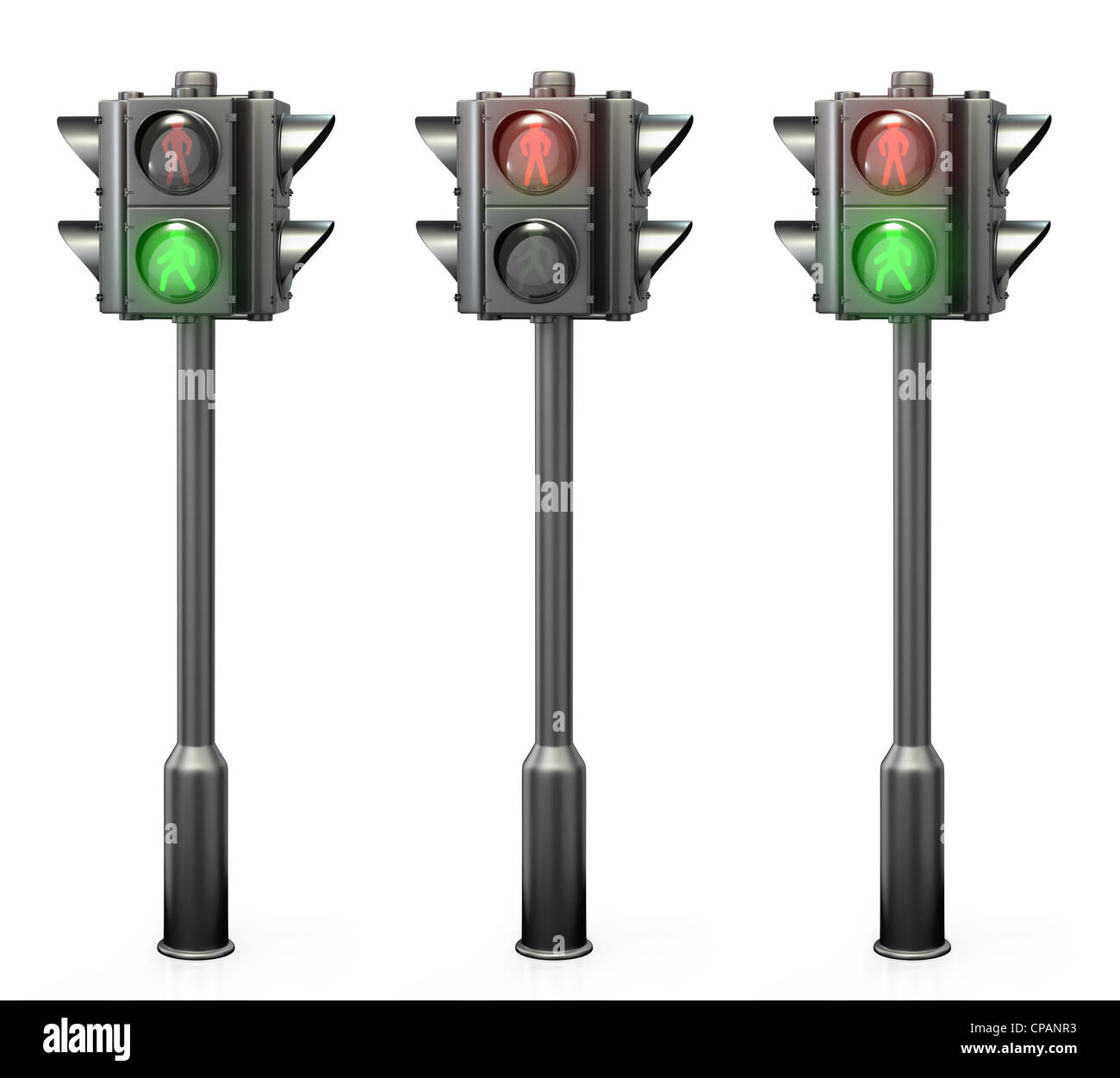 Set of pedestrian traffic lights, isolated on white background Stock ...