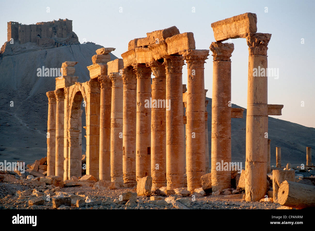 Syria, Palmyra, Colonnade, Castle Stock Photo - Alamy