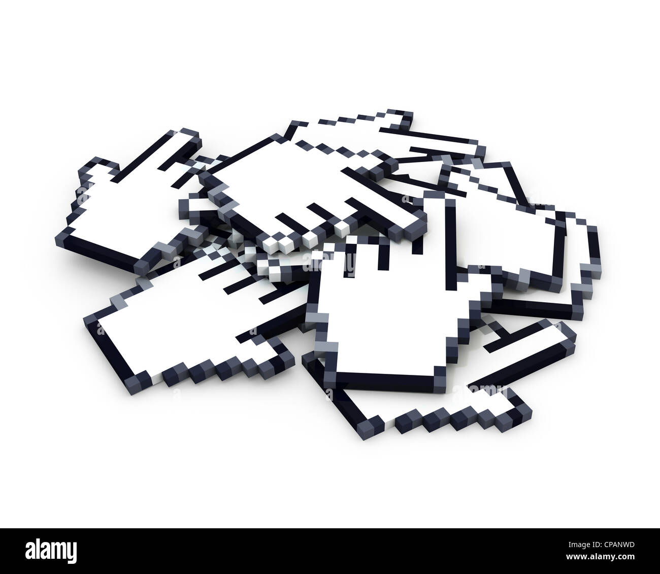 Heap of hand cursors, isolated on white background Stock Photo - Alamy