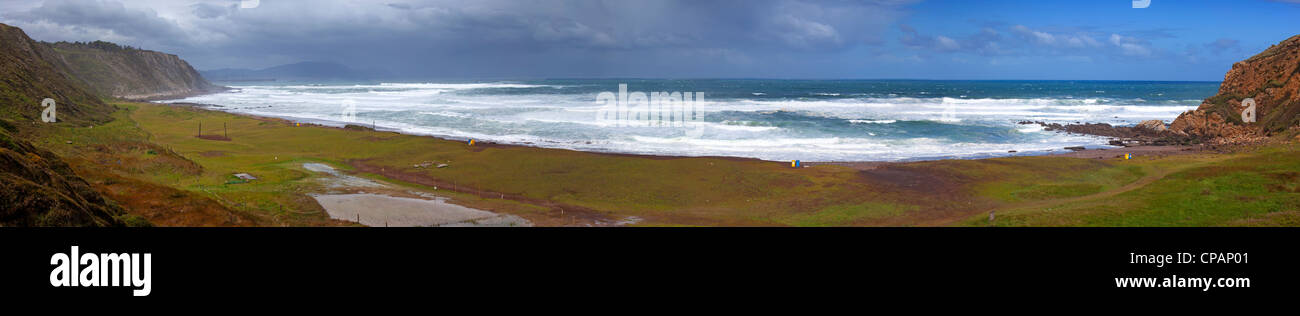 Azkorri beach panoramic view Stock Photo - Alamy