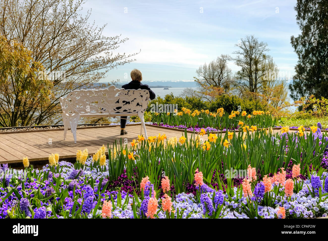 Flower Island Mainau, break in the park, Lake Constance, Baden ...
