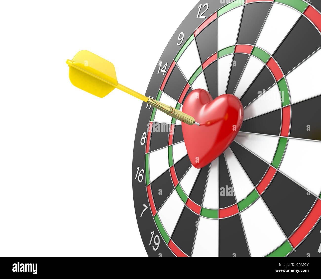Dart hit the heart in the center of datrboad, version without blood ...