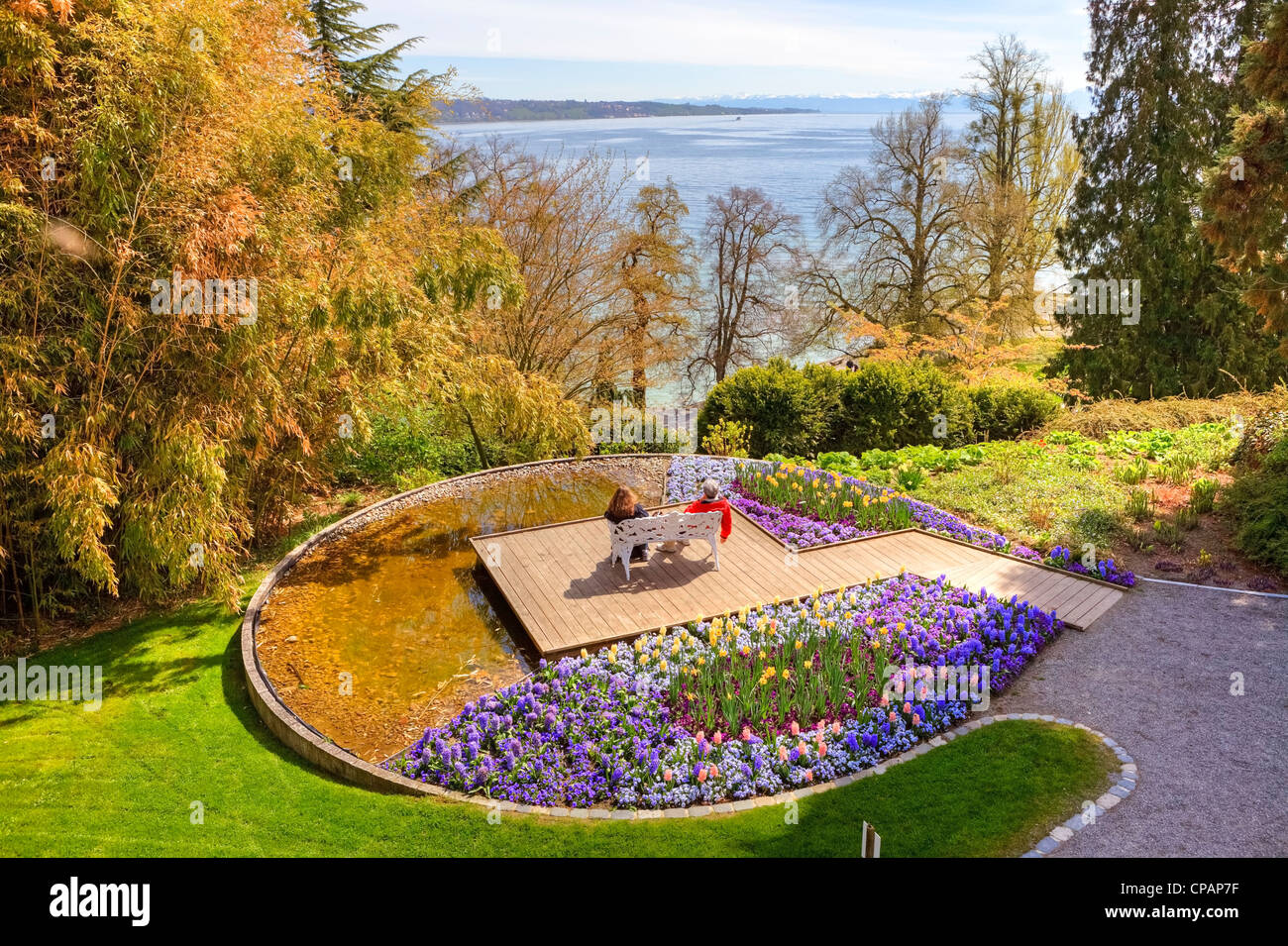 Flower Island Mainau, break in the park, Lake Constance, Baden ...