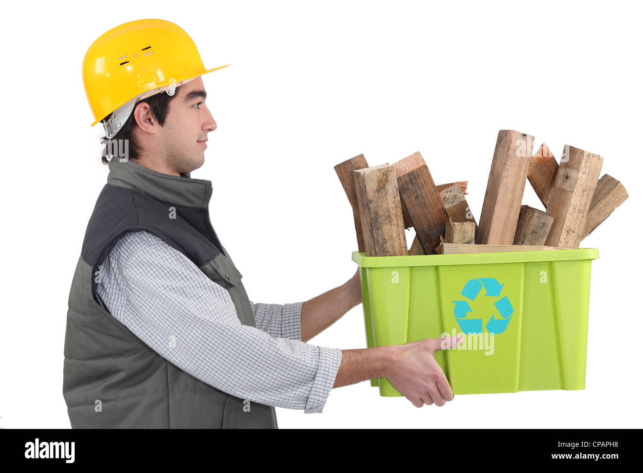 craftsman recycling wood Stock Photo - Alamy