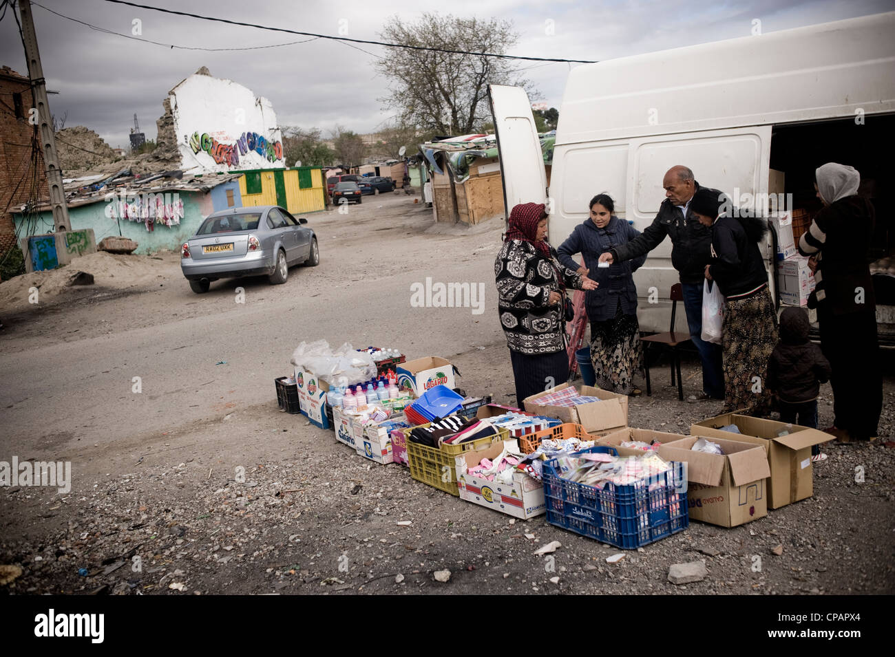 Rumanian gypsy shanty town of El Gallinero near Madrid, Spain. romanian ...