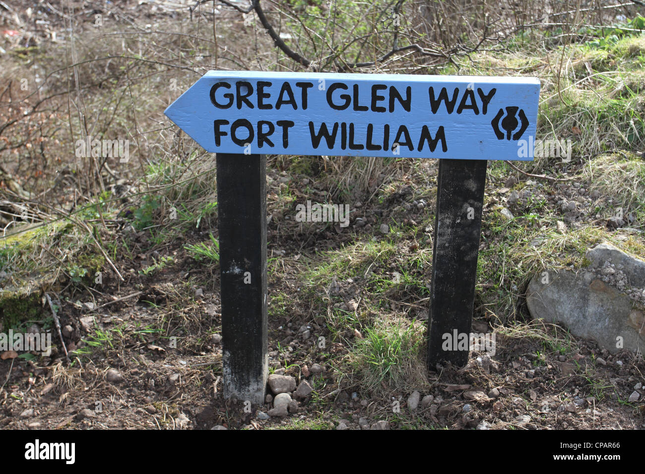 Great Glen Way sign near Fort William Scotland March 2012 Stock Photo ...