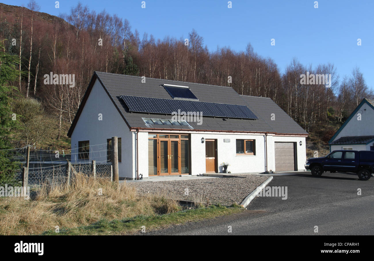 House with solar panels Scotland March 2012 Stock Photo - Alamy