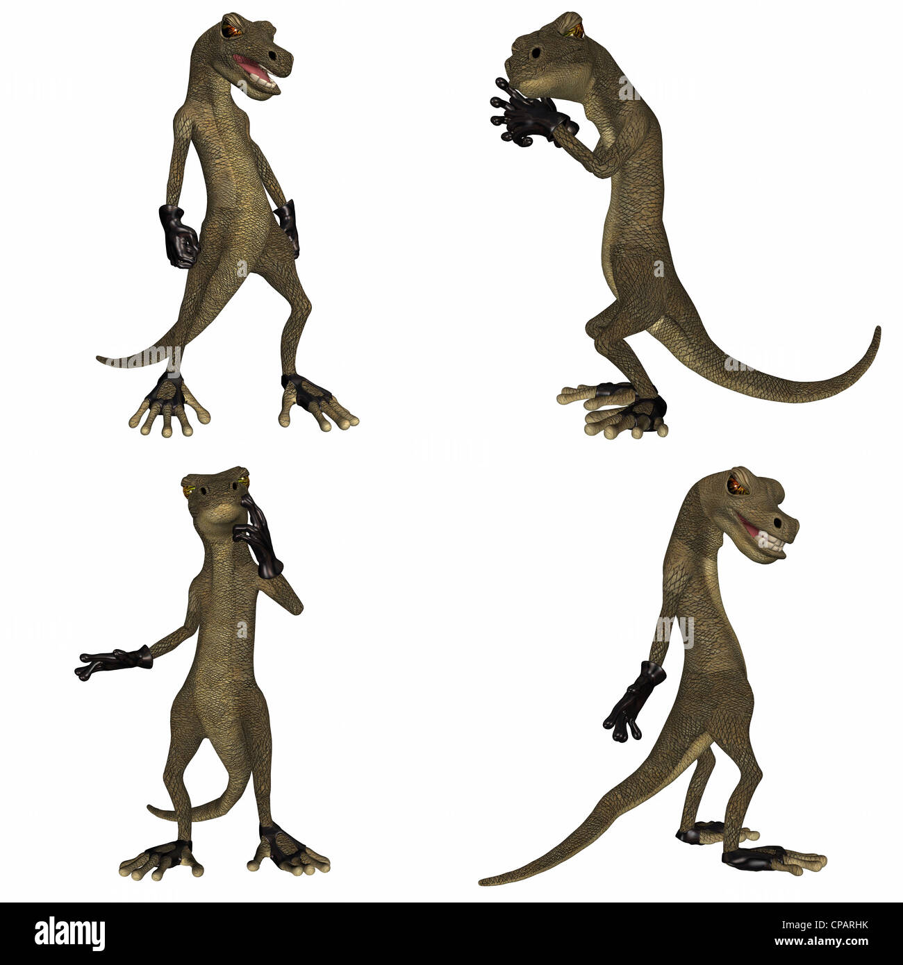 Illustration of a pack of four (4) salamanders with different poses and ...