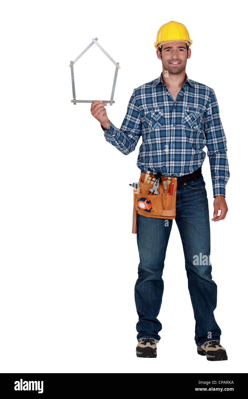 Builder measuring device Cut Out Stock Images & Pictures - Alamy