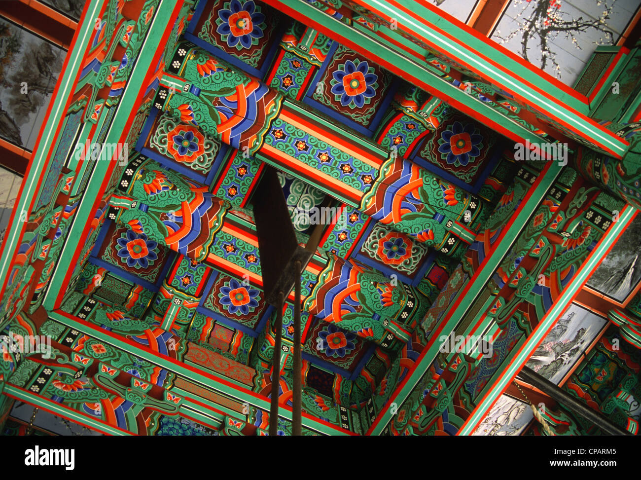 South Korea, Seoul, Jogyesa buddhist temple, painted ceiling Stock ...