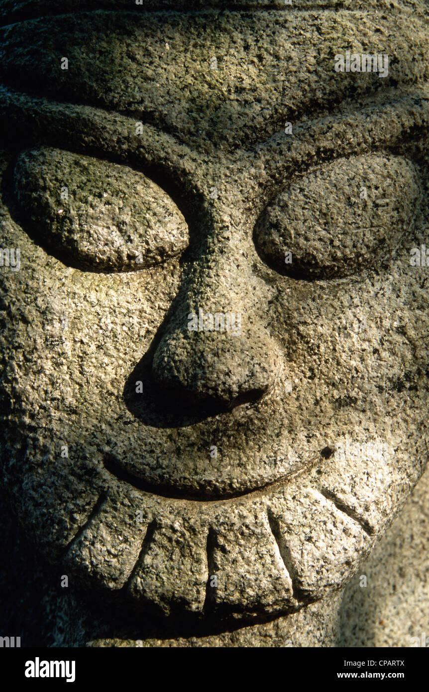 South Korea, Seoul, National Folk Museum, traditional old stone carving ...