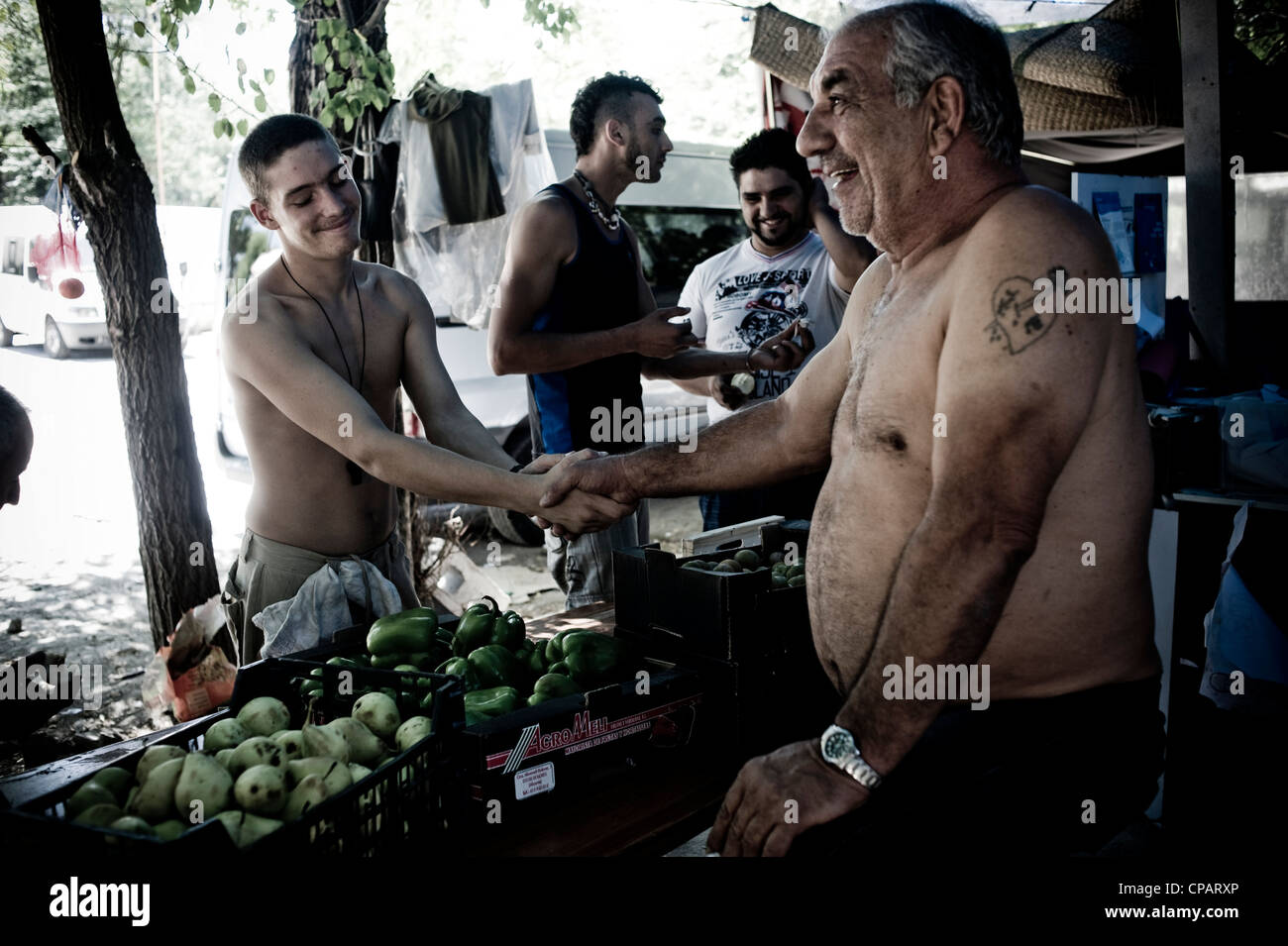 Gypsy shanty town of Puerta de Hierro, Madrid, Spain. They are facing ...
