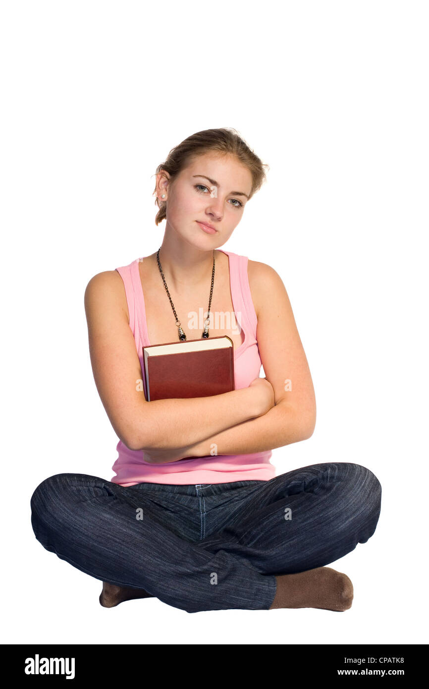 Girl with book Stock Photo - Alamy