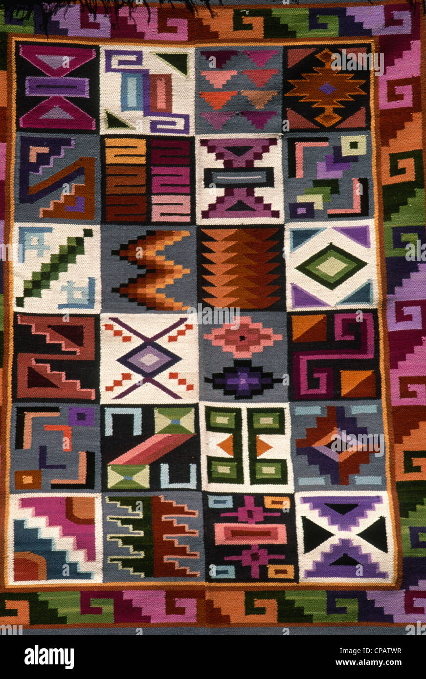 Peru, Pisac, market, handicraft, carpet Stock Photo - Alamy