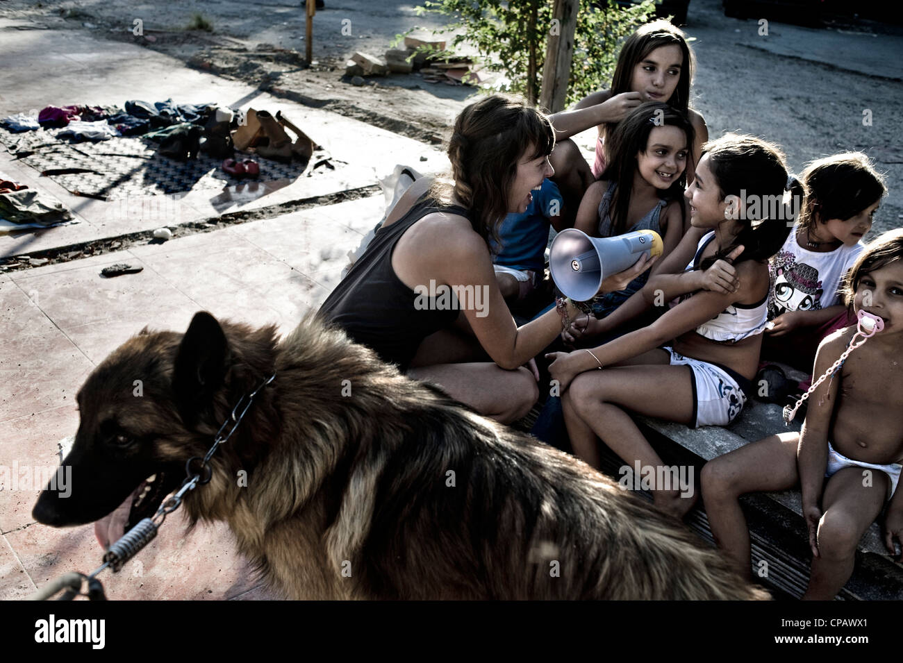 Gypsy shanty town of Puerta de Hierro, Madrid, Spain. They are facing ...