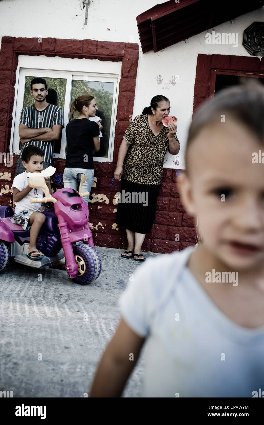 Gypsy shanty town of Puerta de Hierro, Madrid, Spain. They are facing ...