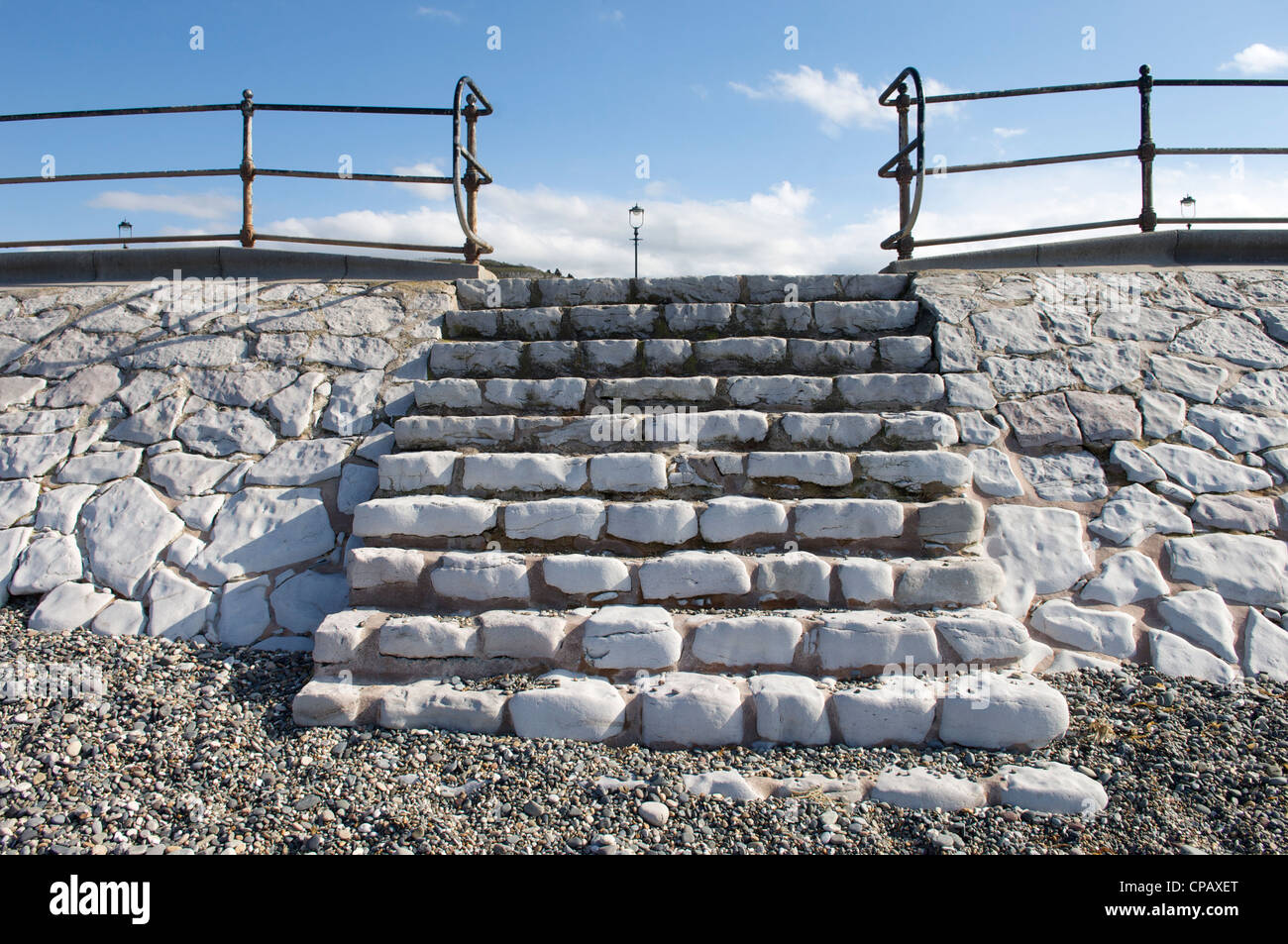 Stone steps down to beach,Llandudno,North Wales Stock Photo - Alamy