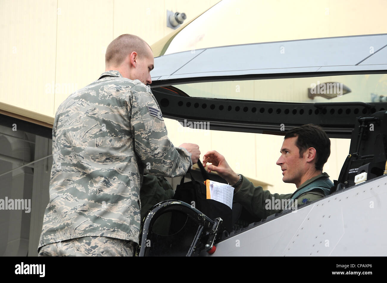 Air Force Lt. Col. Paul Moga, 525th Fighter Squadron Commander, talks ...